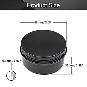 Othmro 3pcs 2.7oz Metal Round Tins Aluminum Tin Cans Containers with Screw Lid, 68 * 35mm(DxH) Black tin cans for Salve, Spices, Lip Balm, Tea or Candies 80ml