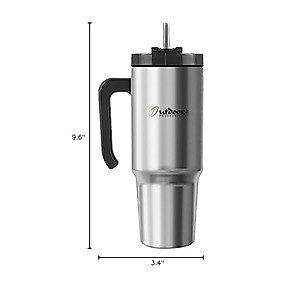 OUTDOORS PROFESSIONAL OUTD9034 30-Oz. Stainless Steel Double-Walled Insulated Tumbler with Straw (Stainless Steel)