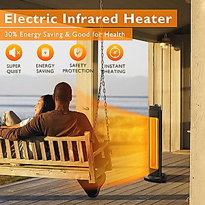 Electric Patio Heater, 1500W Outdoor Infrared Standing Heater with 90° Wide Oscillation, V0 Flame Retardant Material, Super Quiet Space Tower Heater, Ideal for Terrace Balcony Courtyard
