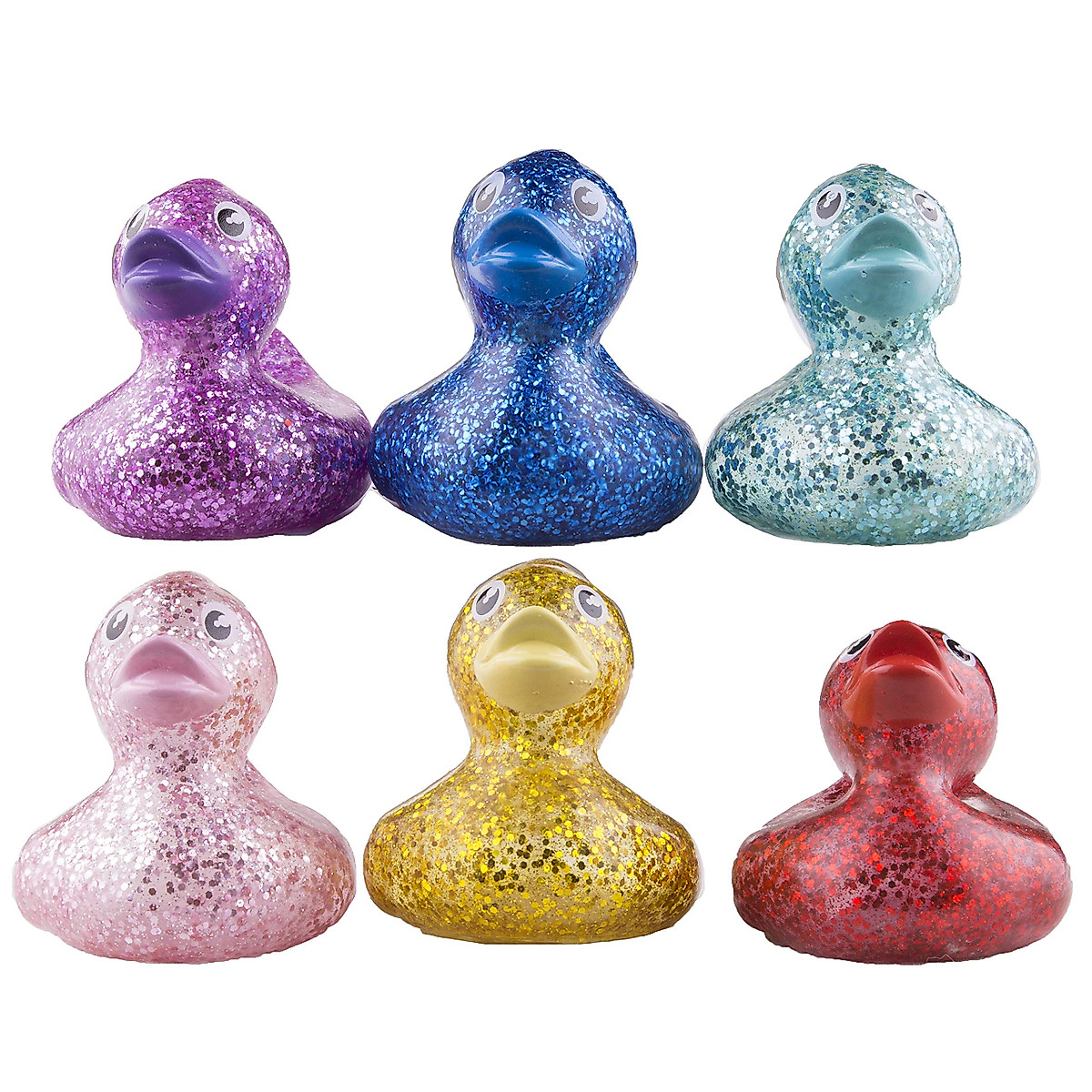 Store On Wheels 2 Inch Rubber Ducks - Bag of 50 Assorted Mini Glitter Rubber Duckies