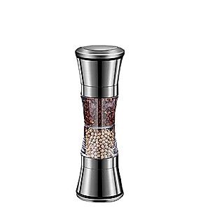 Salt and Pepper Grinder Set,2023 Newest 2 in 1 Salt and Pepper Shakers,Stainless Steel Shakers With Adjustable Coarse Mills,Pepper Shaker Spice Grinder Kitchen Chef Gift,Gift Ideal for Housewarming