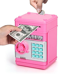 Piggy Bank for Girls Boys Large Electronic Money Coin Banks with Password Protection, Automatic Paper Money Scroll Saving Box, Digital Electronic Savings Safe Machine Box, Birthday Gifts for Kids