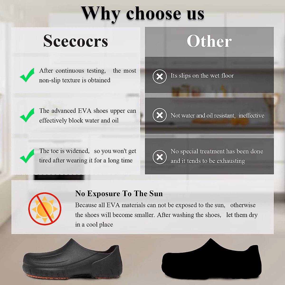 Men's Non Slip Work Shoes for Chef, Oil Resistant Chef Shoes for Men, Food Service Shoes for Restaurant, Zapatos de Cocina para Hombres Black