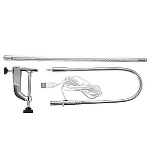 Sonew Desk Lamp, USB Tattoo Beauty Lamp with Clamp Adjustable LED Table Lamps for Manicure Reading Eyelash Extension Eyebrow Tattoo Manicure - 8w, 48pcs Lamp Bead(Silver)
