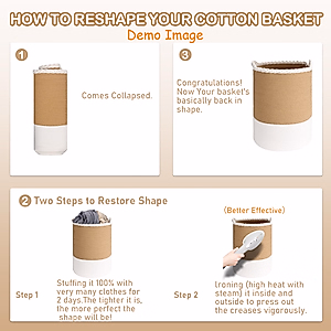 Homlikelan 58L Woven Laundry Basket,Cotton Tall Laundry Hamper for Blankets,Clothes,Pillows,Toys,Shoes Large Laundry Bin White