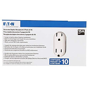 EATON 1107W-10-L Receptacles, One Size, White
