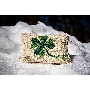 Chandler 4 Corners Artist-Designed Shamrock Hand-Hooked Wool Decorative Throw Pillow (8” x 12”)