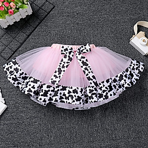 Cow Themed First Birthday Girl Outfit Romper Tutu Skirt Headband Cake Smash Photoshoot Toddler Baby Cows Print My 1st Birthday Outfit Farm Animals Party Supplies Infant Halloween Costume Pink 1T