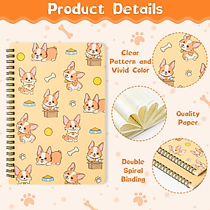 Xqumoi Corgi Sticky Note A5 Notebooks Pen Stationery Set - Corgi Self-Stick Notes Pads 2 Pack Spiral Notebooks Black Gel Ballpoint Pen Back to School Office Supplies Teacher Appreciation Gift with Box