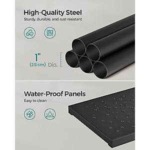 SONGMICS Bathroom Organizer 4-Tier, Over The Toilet Storage Shelf, 4 Height Adjustable and Extendable Shelves, 35.4 to 122.1 Inch Tall, for Small Spaces, Bathroom, Living Room, Ink Black UBTS021B01