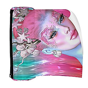 Mermaid Sea Shells and Star Fish Decorate Her Hair Pencil Bag Pen Case Stationary Case Pencil Pouch Desk Organizer Makeup Cosmetic Bag for School Office