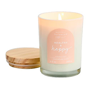 Beautifully Balanced Scented Lidded Glass Soy Candle, Healthy + Happy, 9.3 oz.