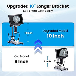 Elikliv EDM201 Pro HDMI Digital Microscope with 10 Inch Stand - 1300X Coin Microscope with Screen, 16MP Resolution, 7" IPS Display, 10 LEDs, TV/Windows/Mac Compatible