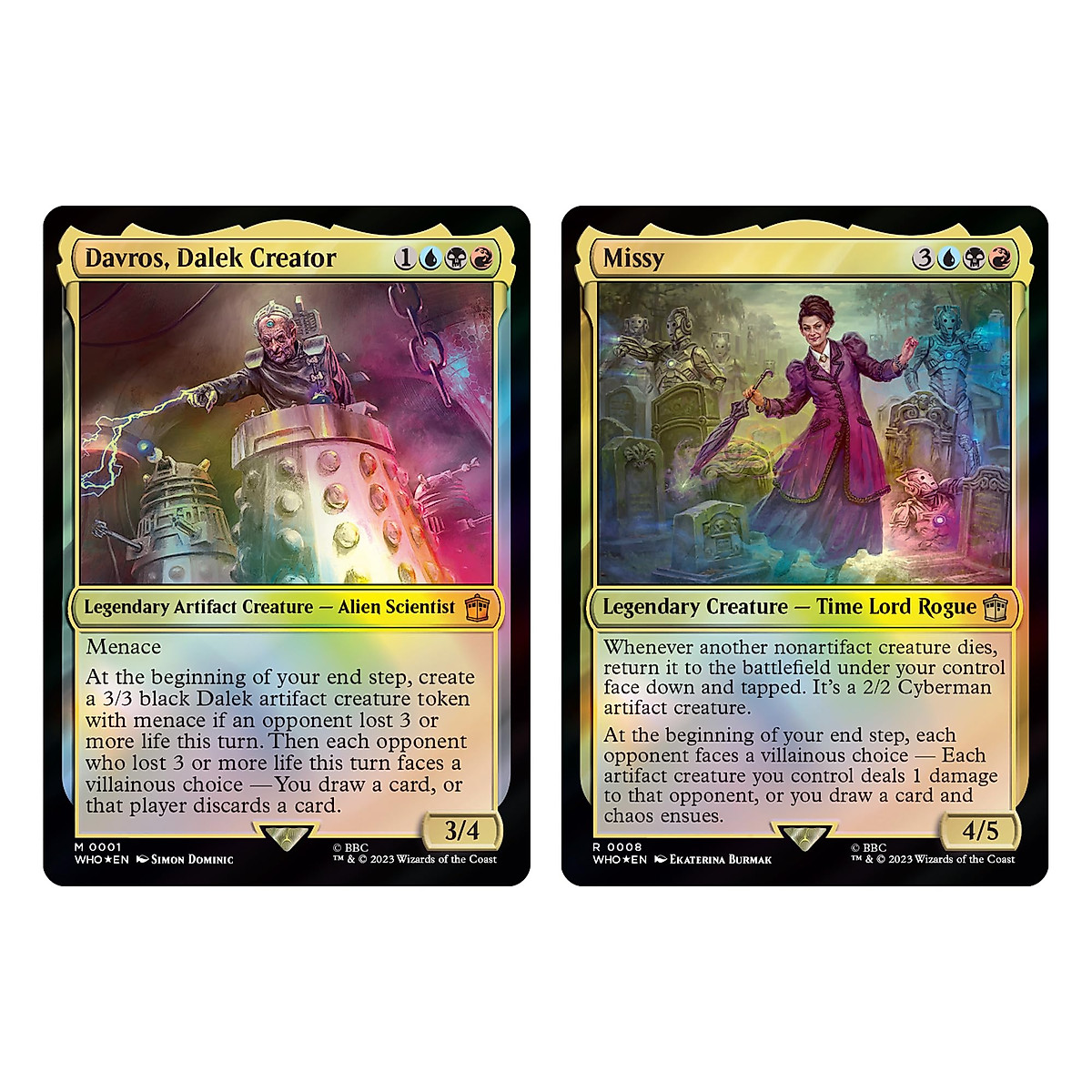 Magic: The Gathering Doctor Who Commander Deck - Masters of Evil (100-Card Deck, 2-Card Collector Booster Sample Pack + Accessories)