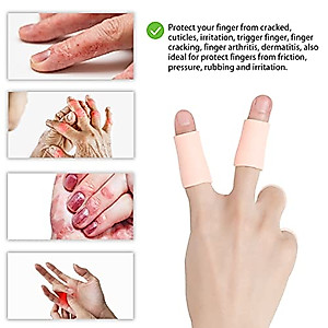 Finger Cots, Gel Finger Protectors, Waterproof Fingertip Bandage, Finger Covers Protection, Finger Tips Great for Finger Cracking, Thumb, Finger Trigger, Finger Arthritis, Latex-Free, Reusable (14PCS)