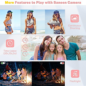Digital Camera, Saneen FHD Kids Cameras for Photography, 4K 44MP Compact Point and Shoot Camera for Kids, Teens & Beginners with 32GB SD Card,16X Digital Zoom, 2 Rechargeable Batteries-Pink