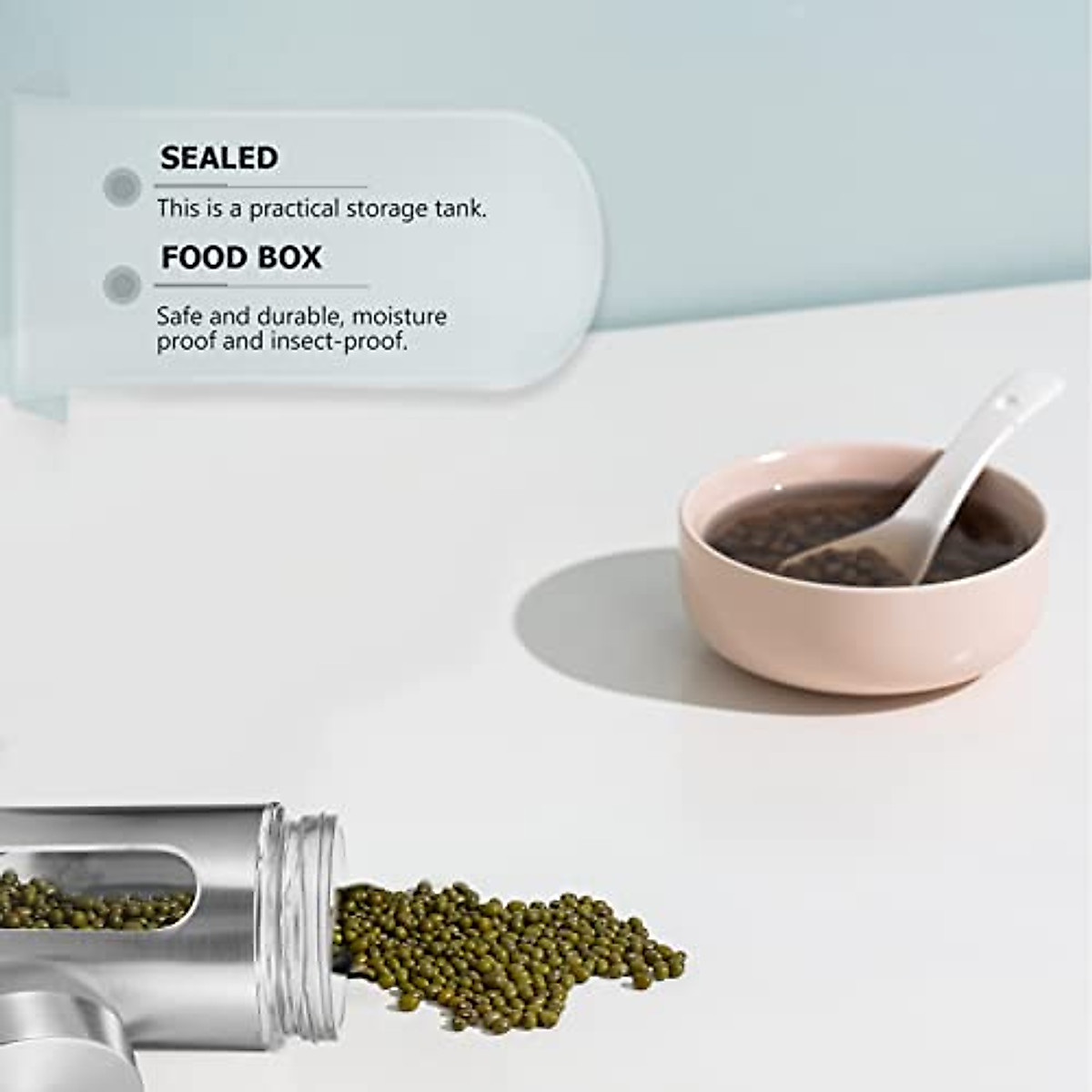 MAGICLULU Visible Kitchen Storage Tank 950ml Stainless Steel Storage Box Dry Food Storage Jar Tea Storage Tank Airtight Canister