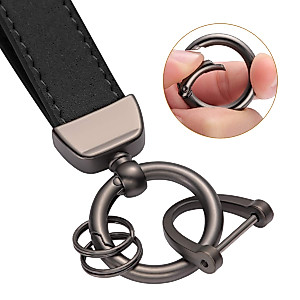 ILANKTOZI Key Chain Leather Car Keychain Holder Key Fob with 2 Keyrings and 1 Screwdriver for Men and Women