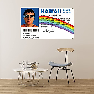 McLovin ID Flag 3x5Ft Fake Driver License Banner 3x5 Ft Funny Poster UV Resistance Fading & Durable Man Cave Wall Flag with Brass Grommets for College Dorm Room Decor,Outdoor And indoor