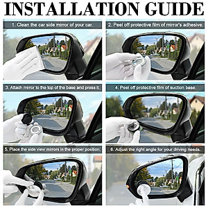 LivTee Blind Spot Car Mirror, 2" Round HD Glass Frameless Convex Side Mirror Blindspot, Reusable 360° Wide Angle Rear View Car Mirrors with Powerful Adjustable Suction Cup - Exterior Mirrors