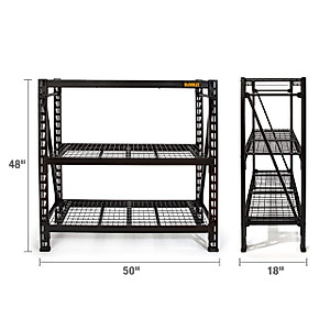 DEWALT 4-Foot Tall, 3 Shelf Steel Wire Deck Industrial Storage Rack, Adjustable for Custom Workshop/Garage Storage Solutions, Total Capacity: 4,500 lbs.