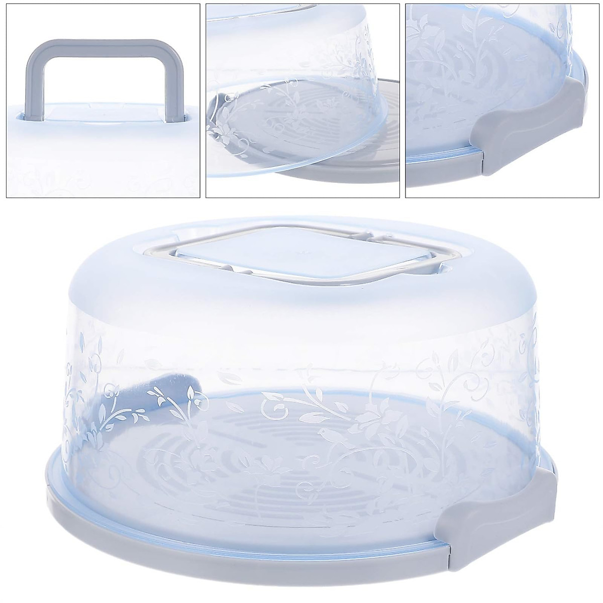 UracoN Round Carrier Plastic Cake Keeper, With Lid And Handle Cake Transport Container Plastic Cake Keeper With Lid Cake Decorating Kit (blue)