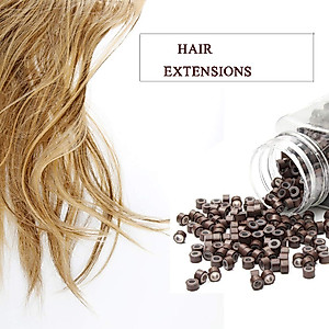 2500pcs Hair Extentions Micro Rings Links Beads, 5mm Silicone Lined Beads for Human Hair Extensions Tool-Multi-colored