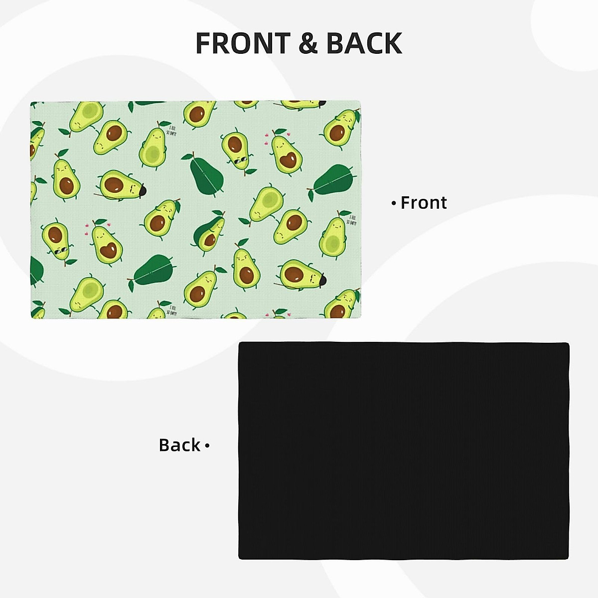 Green Cute Avocado Placemats Set of 6,Table Placemats Outdoor Indoor Placemats Rectangle,Washable Place Mats for Dining Kitchen Table Decor,Picnic Placemat Table Mat Kitchen Decor 12 X 18 in