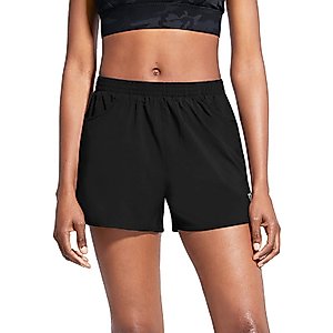 BALEAF Women's 3" Running Athletic Shorts Quick Dry Gym Workout Shorts with Pockets Black Size M