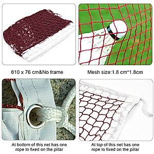Glodwheat Badminton Net Sports Outdoor Indoor Fitness Badminton Pickleball Replacement Net for Backyard Beach Garden (20 FT x 2.5 FT)