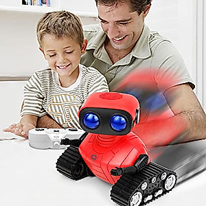 BOMPOW Robot Toy, Remote Control Robot Toys with LED Eyes & Flexible Arms, Walking & Dancing Kids Robot Toys for Children Age 3+ Years Old, Dance & Sounds Educational Toys Gift (Red)