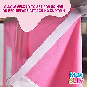 Max & Lily Underbed Curtain for Low Bunk Bed/Low Loft Bed, Play Curtain for Kids, Cotton Privacy Curtain for Bottom Bunk, 2 Panel Curtain Set Hot Pink/White