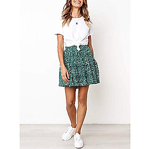 Relipop Women's Flared Short Skirt Polka Dot Pleated Mini Skater Skirt with Drawstring (T4, X-Large)