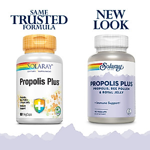 SOLARAY Propolis Plus | Healthy Immune System Support with Propolis, Bee Pollen & Royal Jelly | 90 VegCaps