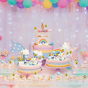 Rainbow Cake Decorations Rainbow Horse Cake Topper Rainbow Cloud Cake Topper Kit Balloon Happy Birthday Banner Cake Decoration Ball Cupcake Picks for Kids Girls Baby Shower Birthday Party Supplies