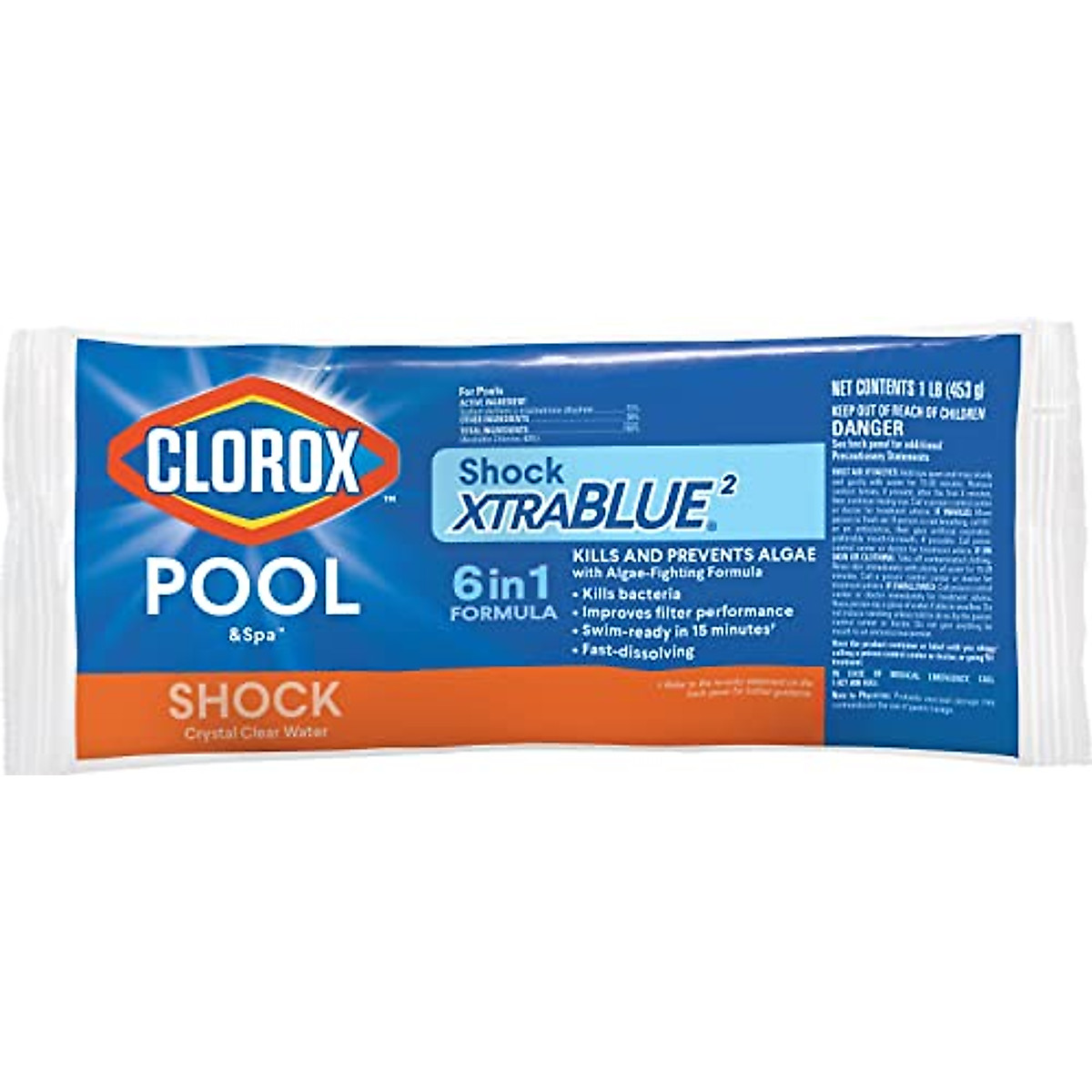 Clorox Pool&Spa 33512CLX Pool Shock XtraBlue (12 1-lb Bags), 12 Pack, White