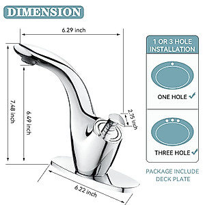becola Bathroom Sink Faucet, Leaf Type Chrome Bathroom Faucet, Modern Single-Handle Faucet for Bathroom Sink with Two Supply Lines & Pop Up Drain & Deck Plate