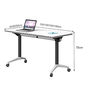 3pcs Foldable Conference Tables, Flip Top Mobile Training Table with Modesty and Lockable Wheels,Quickly Change from Horizontal to Vertical (Color : C, Size : 120 * 40 * 75cm)