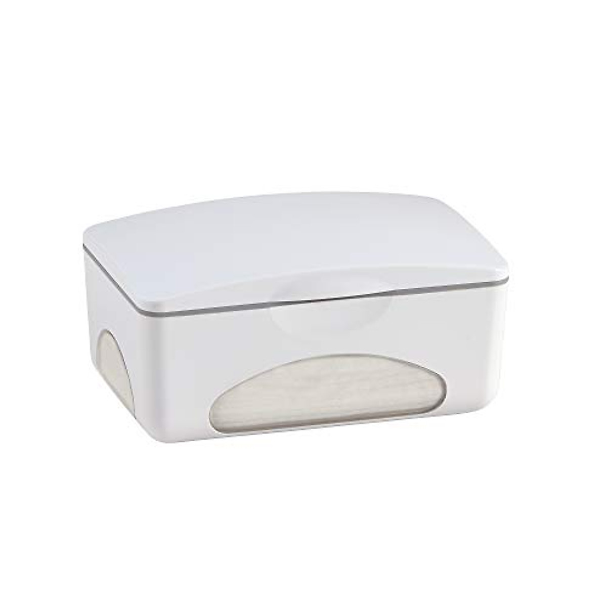 hiccapop Diaper Wipes Dispenser Baby Wipes Case | Baby Wipe Holder Keeps Wipes Fresh | Non-Slip, Easy Open & Close Wipe Container (Gray w/Clear Window)