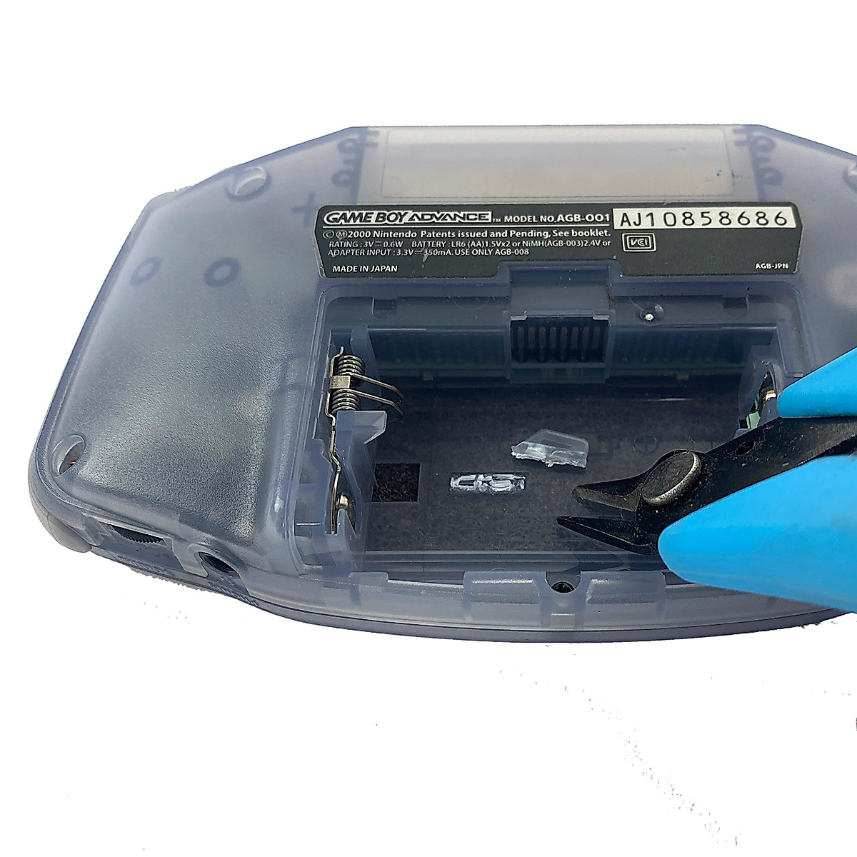 Gameboy Advance Rechargeable Battery 1500mAh USB-C Lithium LiPo Mod for Nintendo GBA / AGB-001 (Clear)