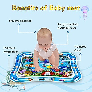 CUKU Tummy time Water Play mat Baby & Toddlers is The Perfect Fun time Play Inflatable Water mat,Activity Center Your Baby's Stimulation Growth