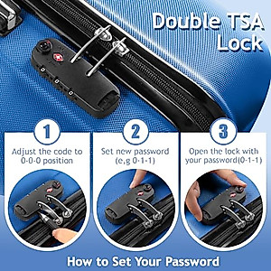 Karl home 3-Piece Luggage Set Travel Lightweight Suitcases with Rolling Wheels, TSA lock & Moulded Corner, Carry on Luggages for Business, Trip, Dark Blue (20"/24"/28")