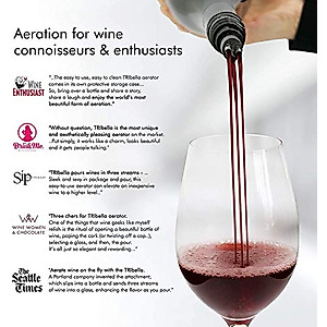 TRIBELLA Classic Wine Aerator, Multi-Stream Wine Aeration Device, 3 Stainless Steel Spouts, Handmade, Easy-to-Use, No-Drip Wine Pouring Accessory in Easy-to-Carry Protective Case