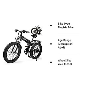 TT-EBIKE Folding Electric Bike Adults 750W Motor with 48V/15AH Removable Battery 26 inch 4.0 Fat Tire 31MPH Full Suspension System Snow Mountain Beach Ebike with Shimano 7-Speed Gear