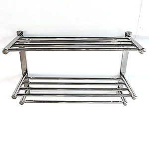 LOYALHEARTDY 24-Inch 3 Tier Bath Towel Bar Multilayer Rack Stainless Steel Towel Rack Wall-Mounted Shelf Wall-Mounted Bath Holder Bathroom Shelf With Towel Bars