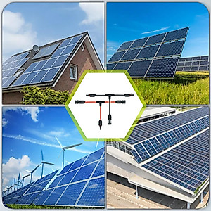 JXMXRPV Solar Connector T/Y Branch Parallel Adapter Cable, 1 Pair 10AWG Tool-Free 1 to 2 Solar Panel Connectors Cable Plug Wire Kit for Solar Panel (1*M/FF+1*F/MM)