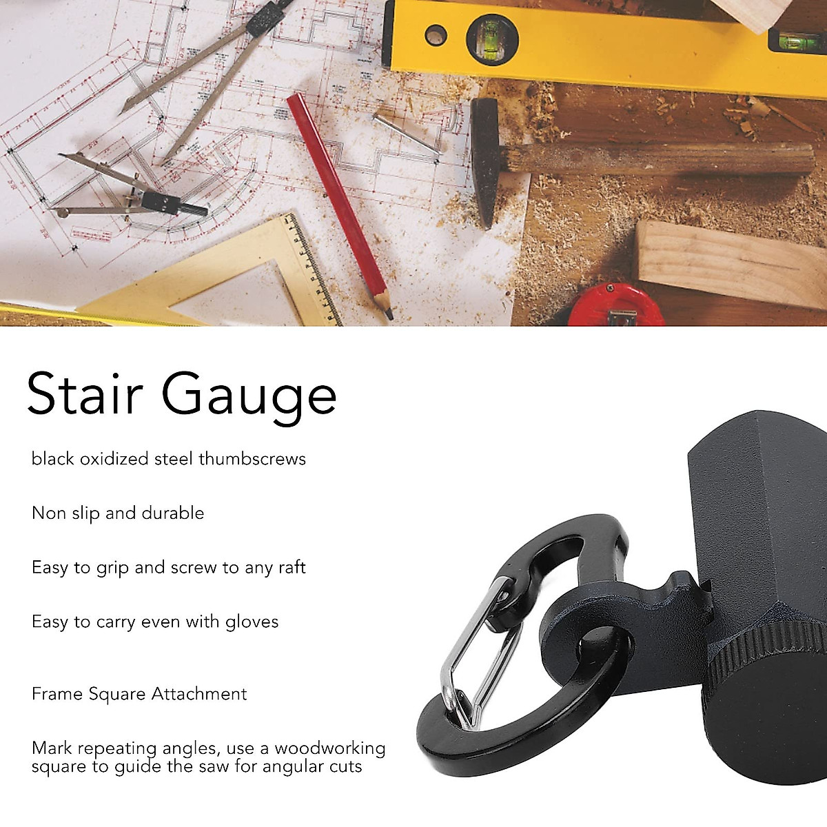 Garosa Stair Gauges for Framing Square Aluminium Alloy Stair Stringer Layout Tool Stair and Rafter Gauge Clamps for Stair Layout Stair Gauge Black