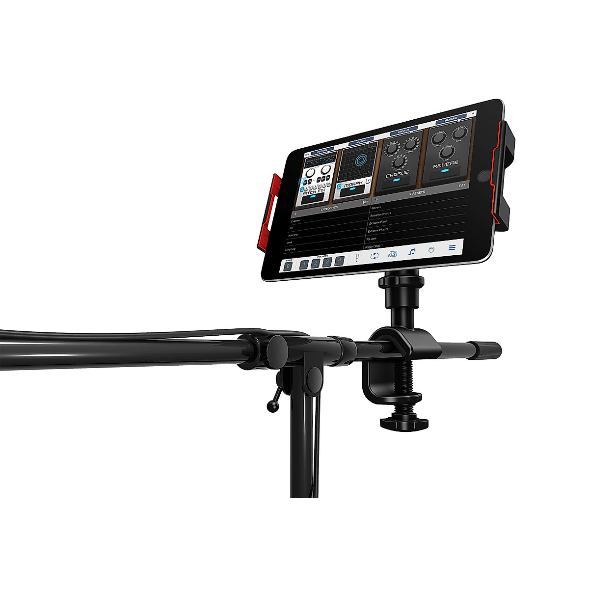 IK Multimedia iKlip 3 Tablet Holder for mic Stands, fits iPad and Android Tablets Between 7" to 12.9" with an Adjustable 360° Swivel and Soft-Touch fit