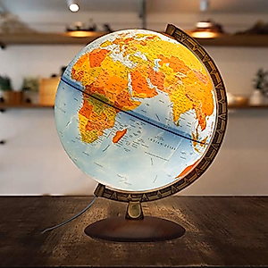 Waypoint Geographic Lugano Globe, 12" Illuminated Blue Ocean-Style Globe, Up-to-Date Globe, Reference Globe, Decorative World Globe For Home and Office Decor