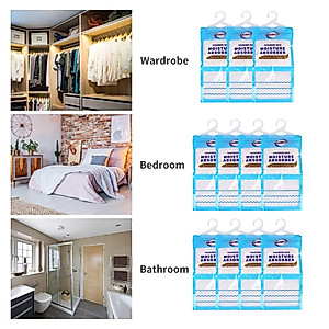 NATRUTH Moisture Absorber Bag, 12 Packs Fragrance Free Desiccant Hanging Bag，Odor Absorber，Eliminates Odors Creates Fresher Cleaner air，Efficient Humidity Absorber for Closet、Bathroom、Humidity Packs